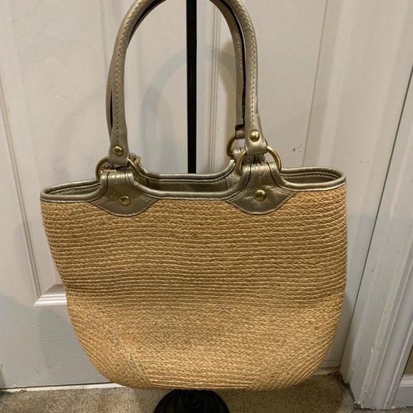 Coach | Bags | Vintage Coach Straw And Leather Tote Bag Purse | Poshmark